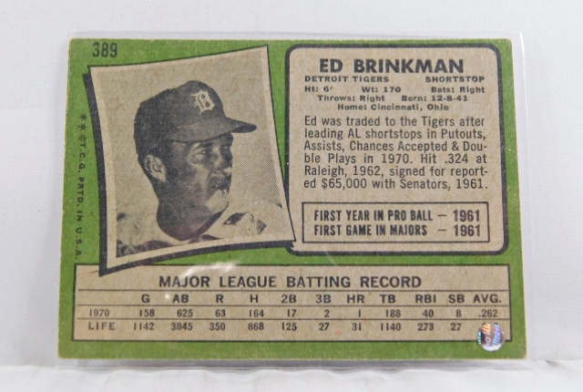 SIGNED 1970 Ed Brinkman Detroit Tigers Topps Baseball Card - Mint ...