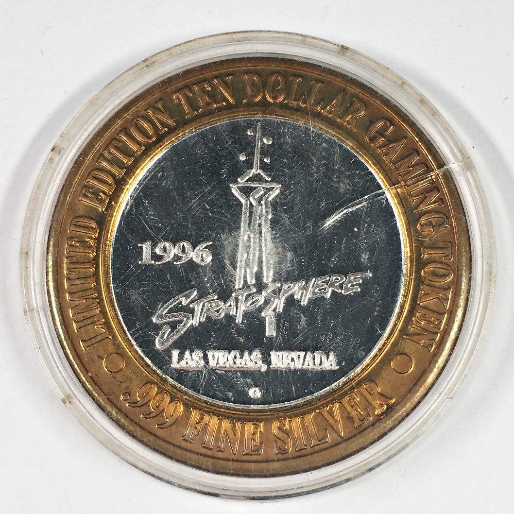 SILVER STRIKE*1996 Stratosphere $10 Gaming Token*Las Vegas*.999 Fine ...