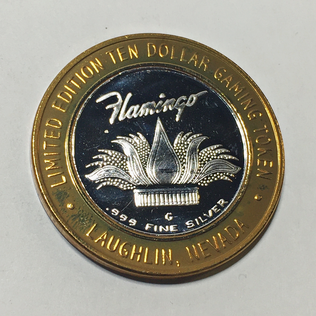 SILVER STRIKE*2002 Flamingo; Laughlin, NV $10 Proof Silver Gaming Token ...