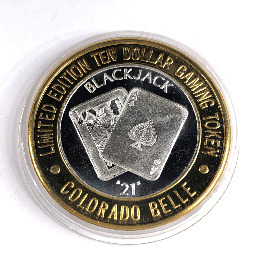 SILVER STRIKE*Colorado Belle; Laughlin, NV $10 Silver Gaming Token ...