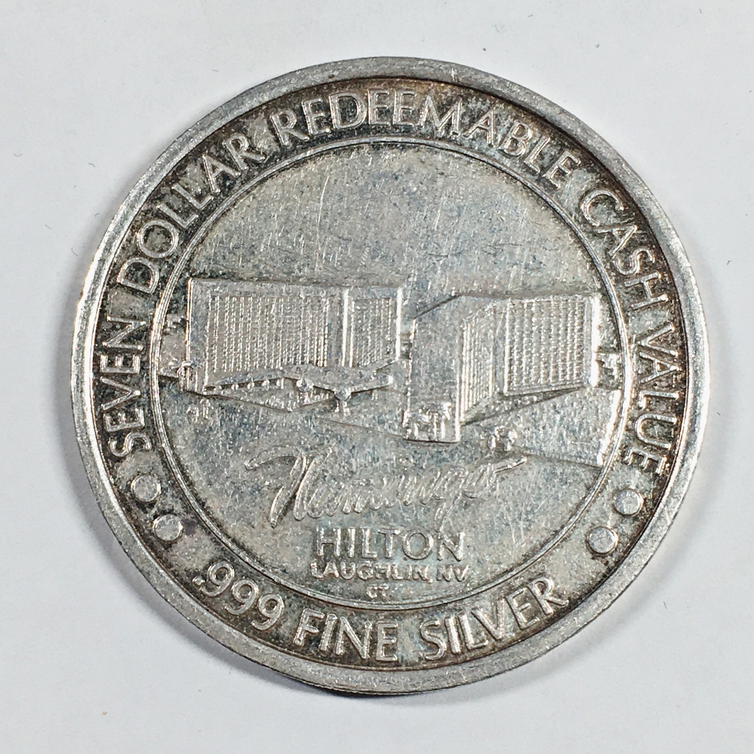 SILVER STRIKE*Flamingo Hilton; Laughlin NV $7 Silver Gaming Token*.999 ...