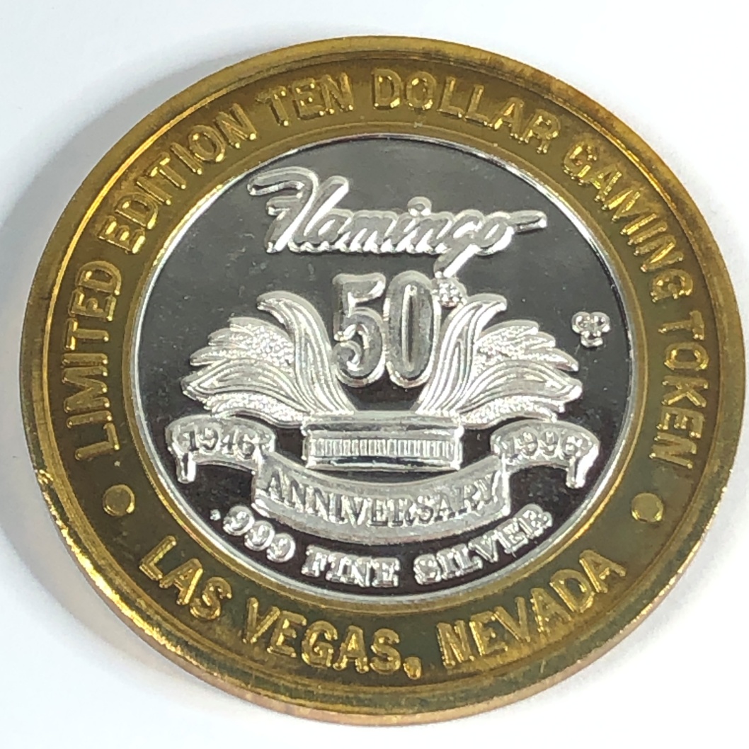 SILVER STRIKE*Flamingo; Las Vegas, NV $10 .999 Fine Silver Gaming Token ...