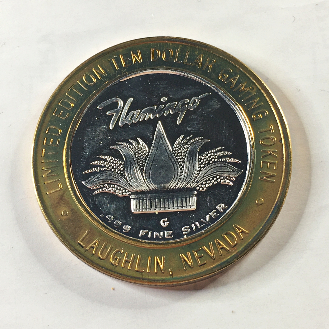 SILVER STRIKE*Flamingo; Laughlin, NV $10 Proof Silver Gaming Token ...