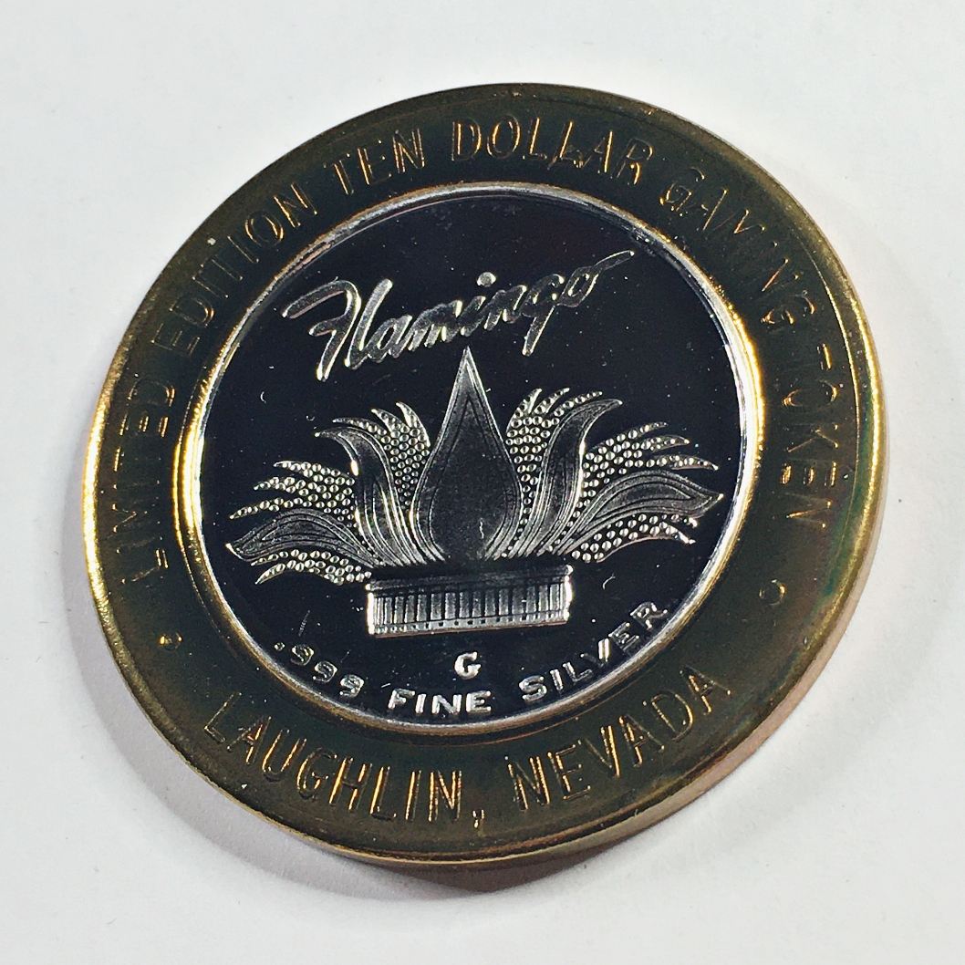 SILVER STRIKE*Flamingo; Laughlin, NV $10 Proof Silver Gaming Token ...