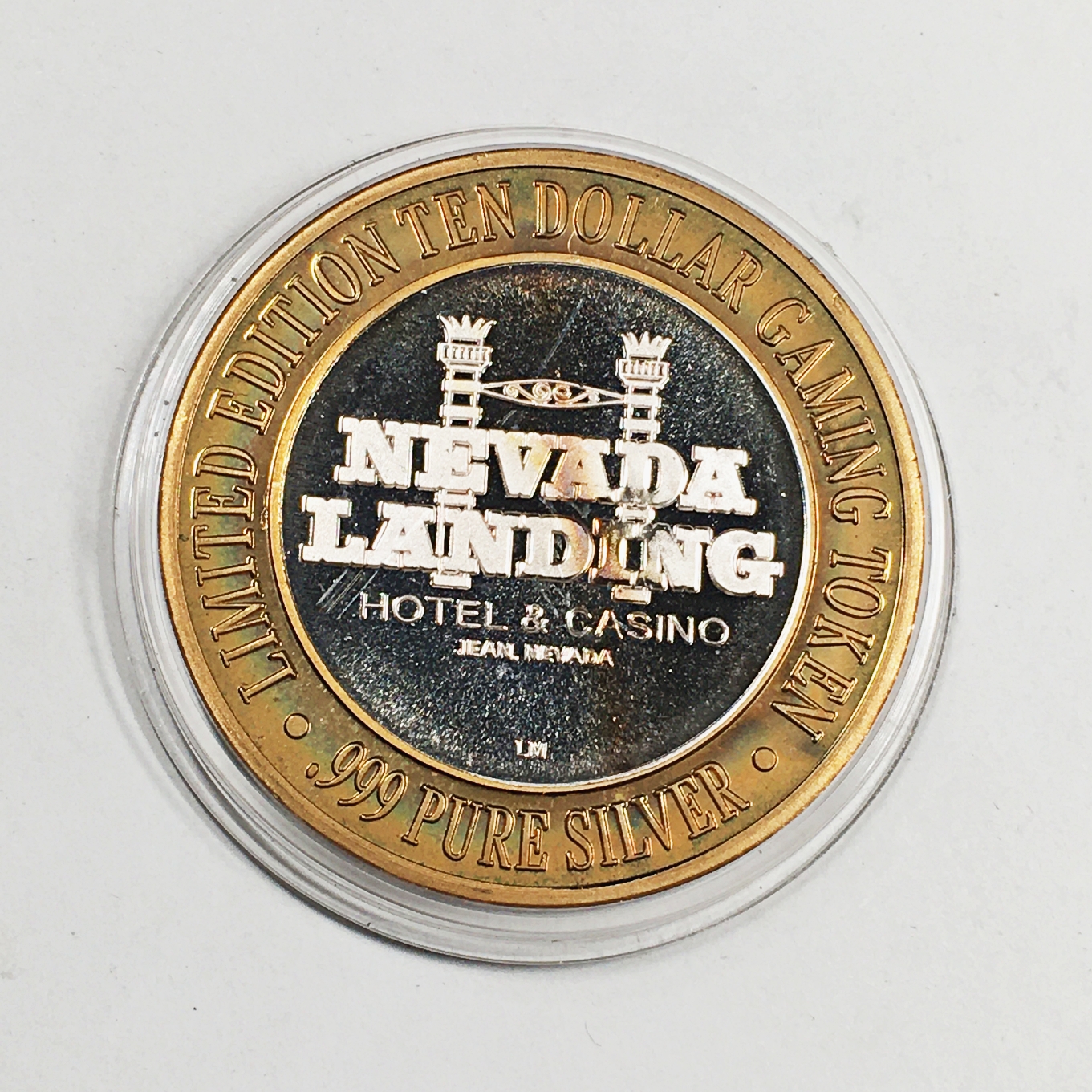 SILVER STRIKE*NEVADA LANDING; Jean, NV $10 Silver Gaming Token*Gambler ...