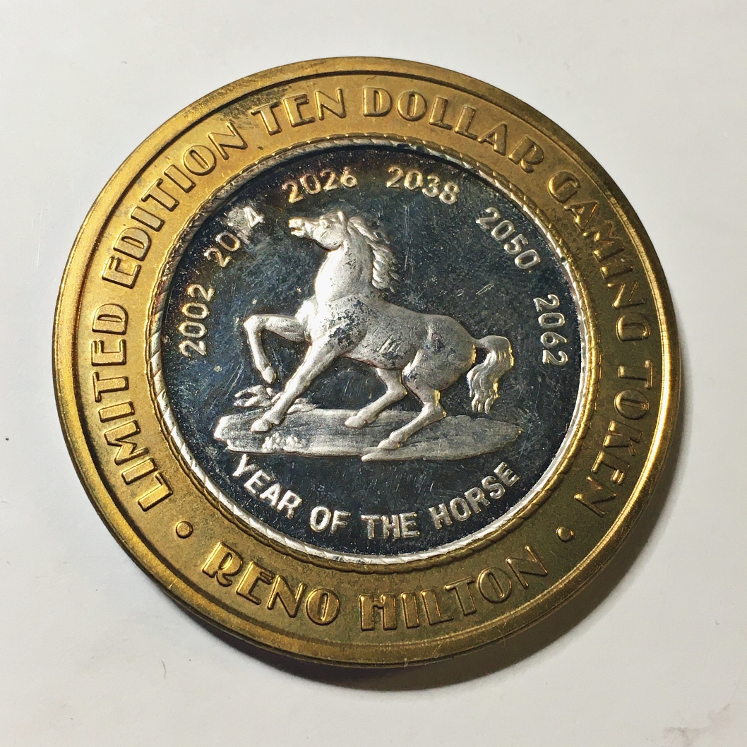 SILVER STRIKE*Reno Hilton; Reno, NV*$10 Proof Silver Gaming Token ...