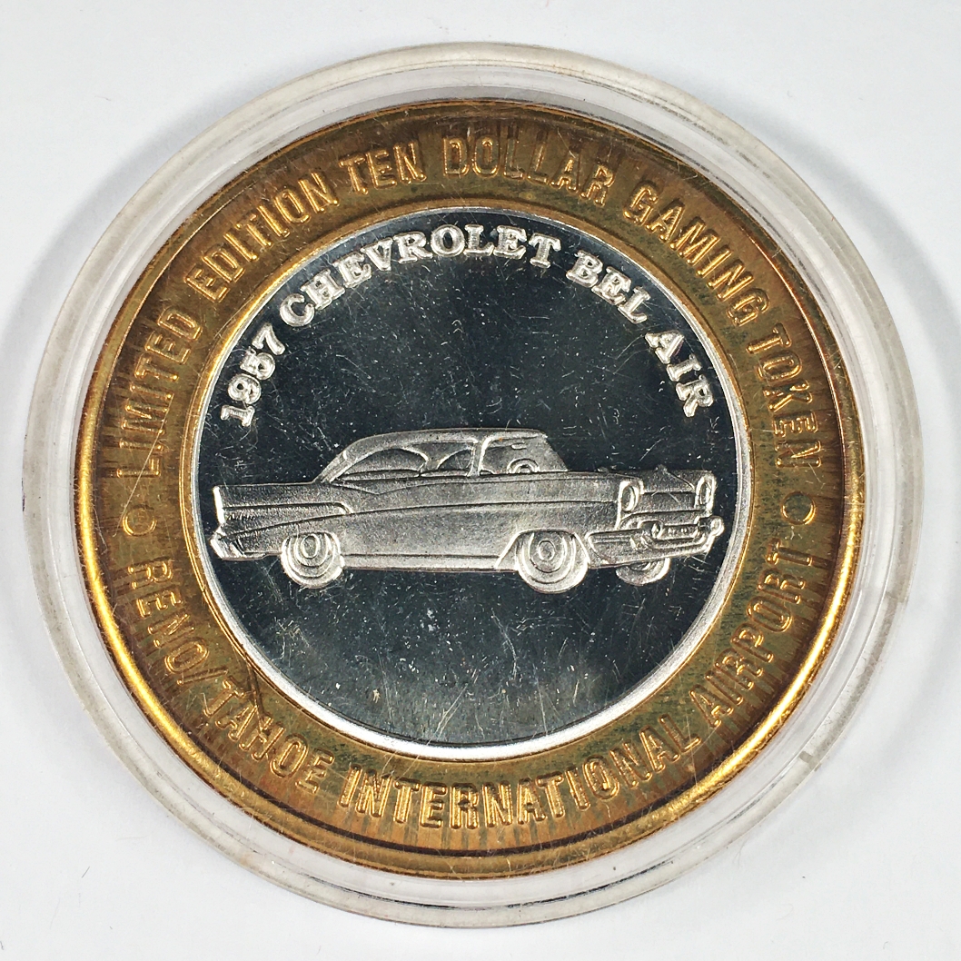 SILVER STRIKE*Reno/Tahoe Airport $10 Gaming Token*Chevy*.999 Fine ...