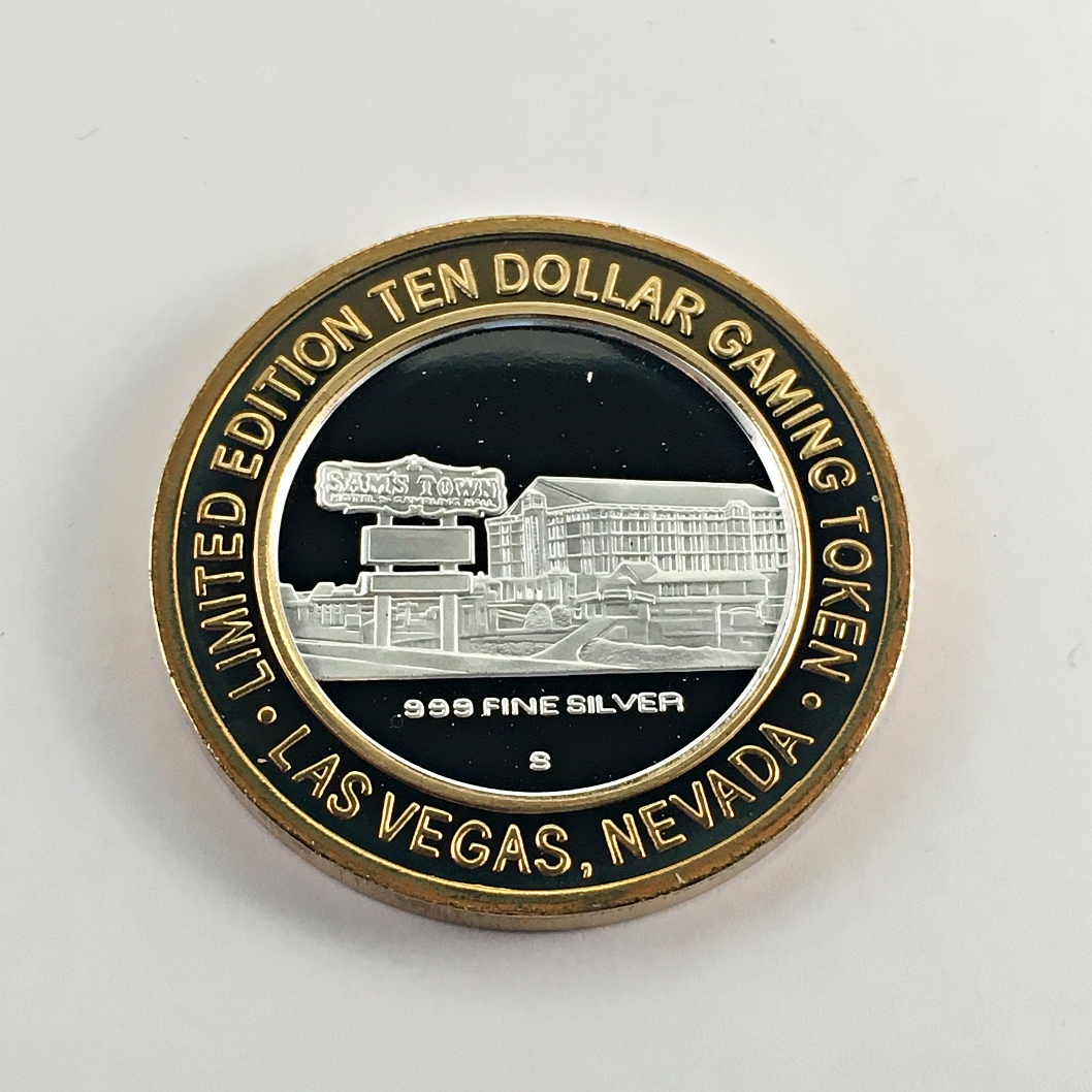 SILVER STRIKE*Sam's Town; Las Vegas, NV $10 Silver Gaming Token*Mystic ...