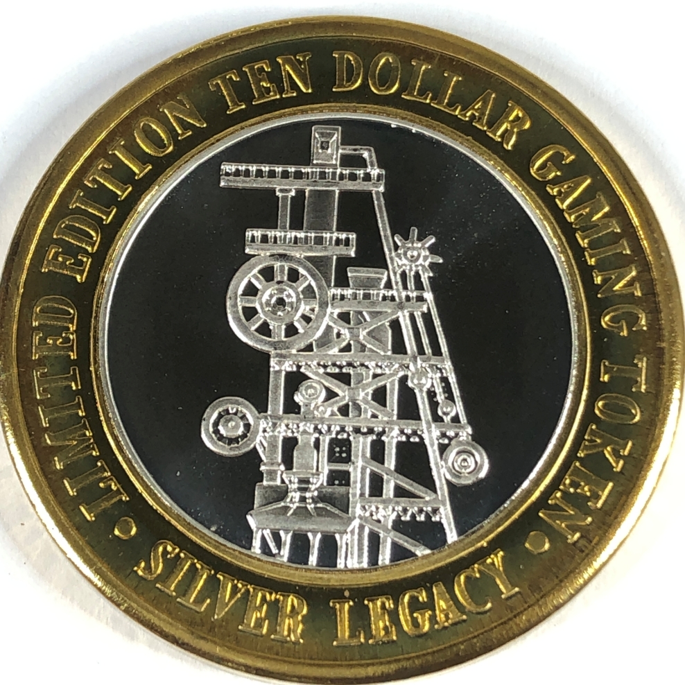SILVER STRIKE*Silver Legacy*1998 Reno, NV*$10 Proof Silver Gaming Token ...