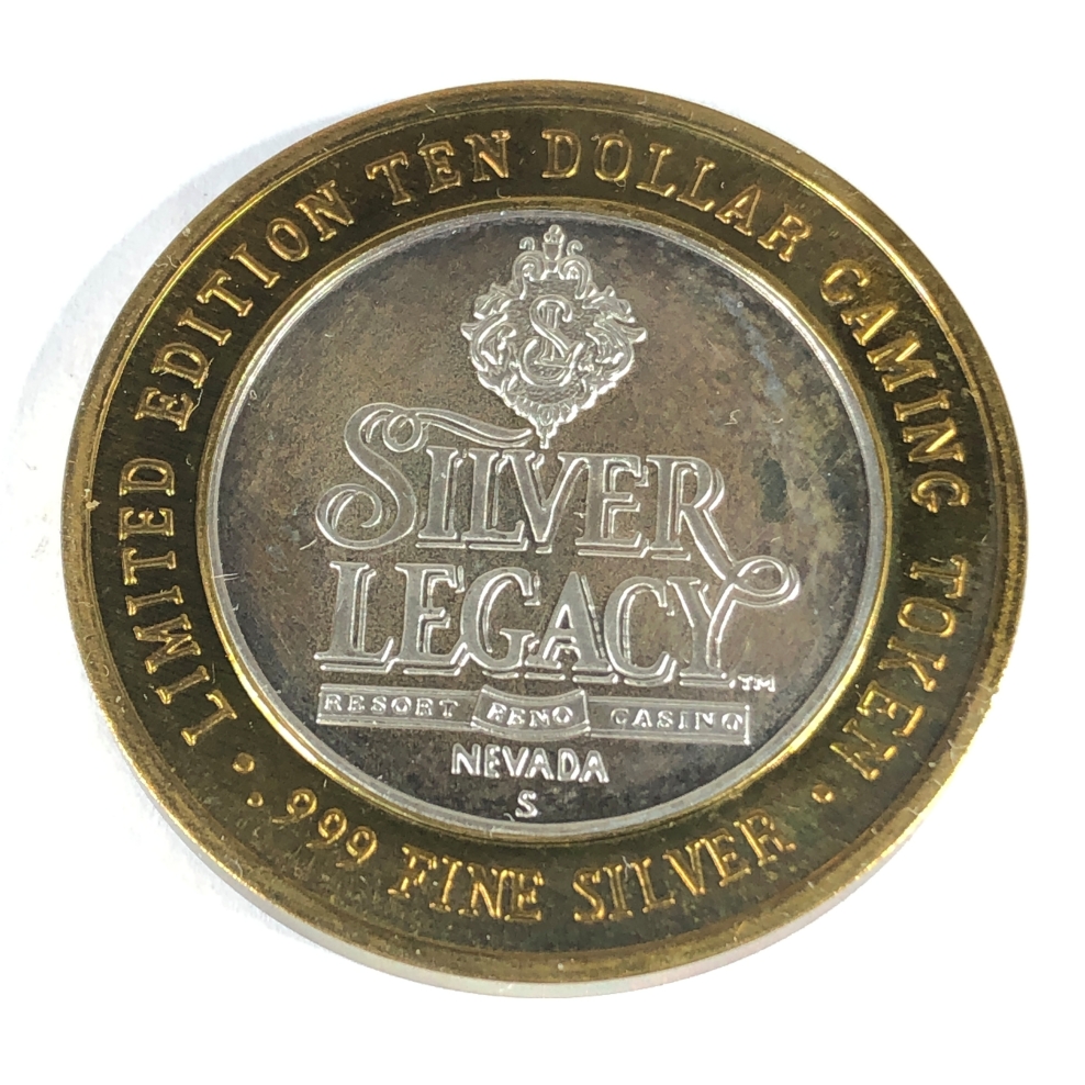 SILVER STRIKE*Silver Legacy*Reno, NV*$10 Proof Silver Gaming Token ...