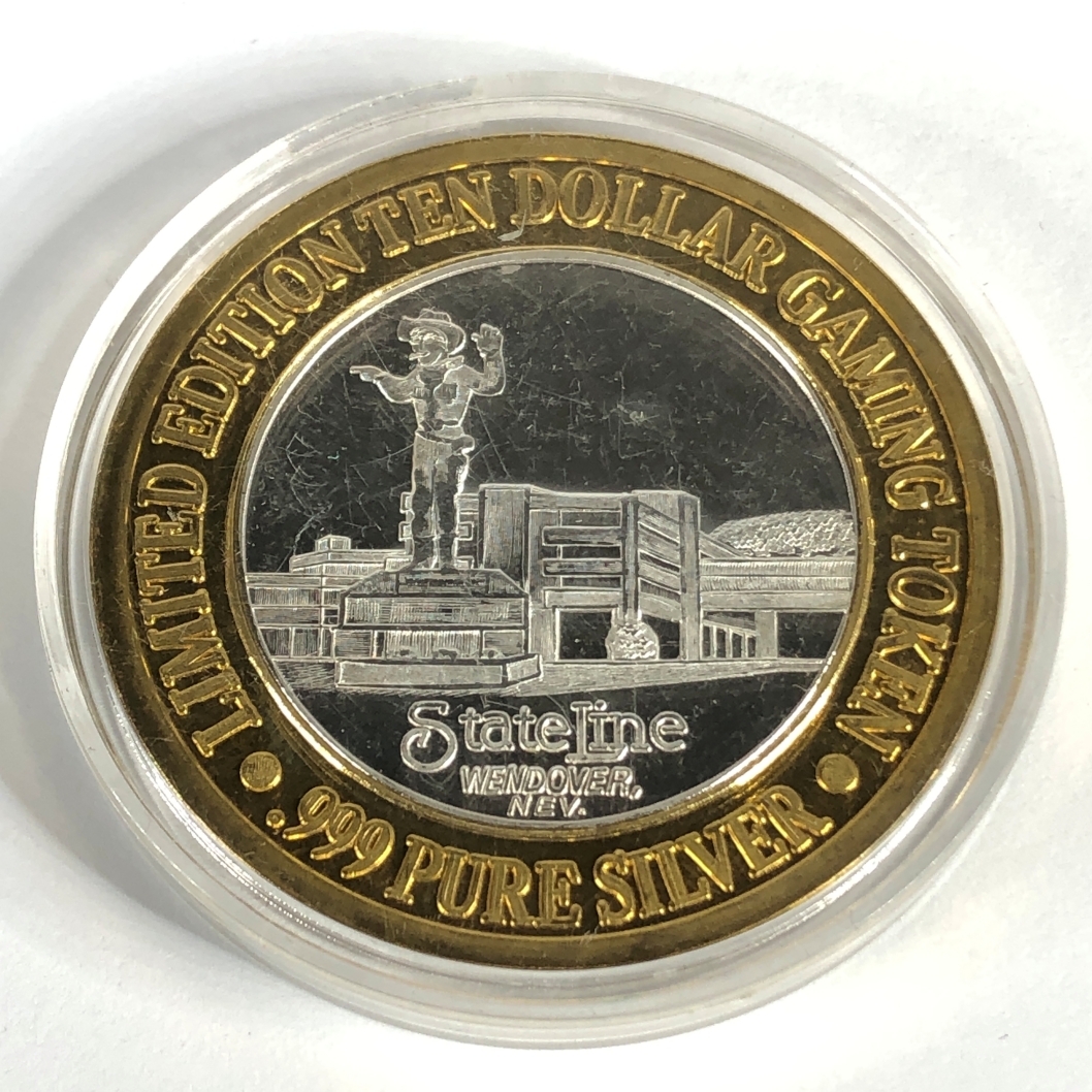SILVER STRIKE*Stateline; Wendover, NV $10 Gaming Token*.999 Fine Proof ...