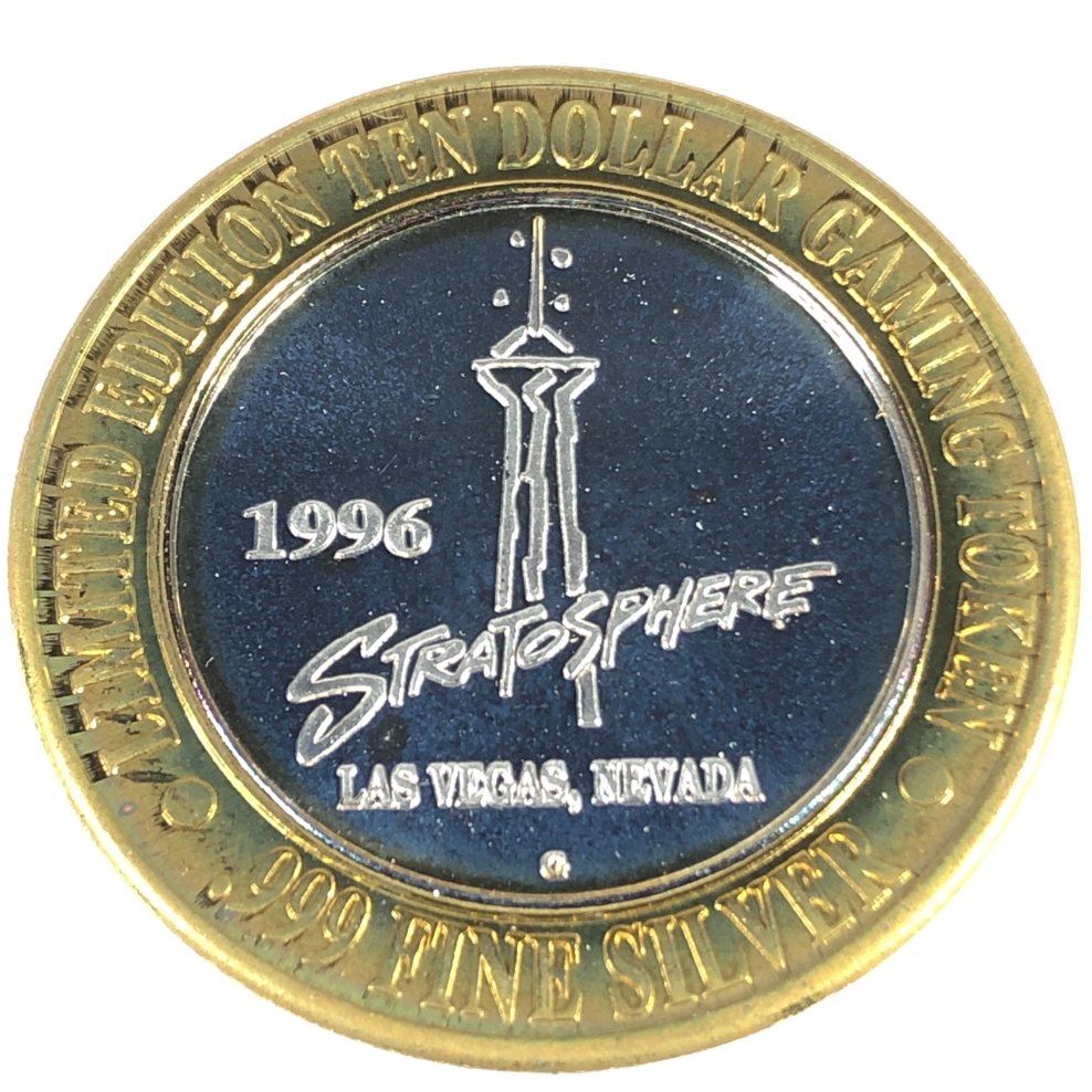 SILVER STRIKE*Stratosphere*1996 Las Vegas, NV*$10 Proof Silver Gaming ...