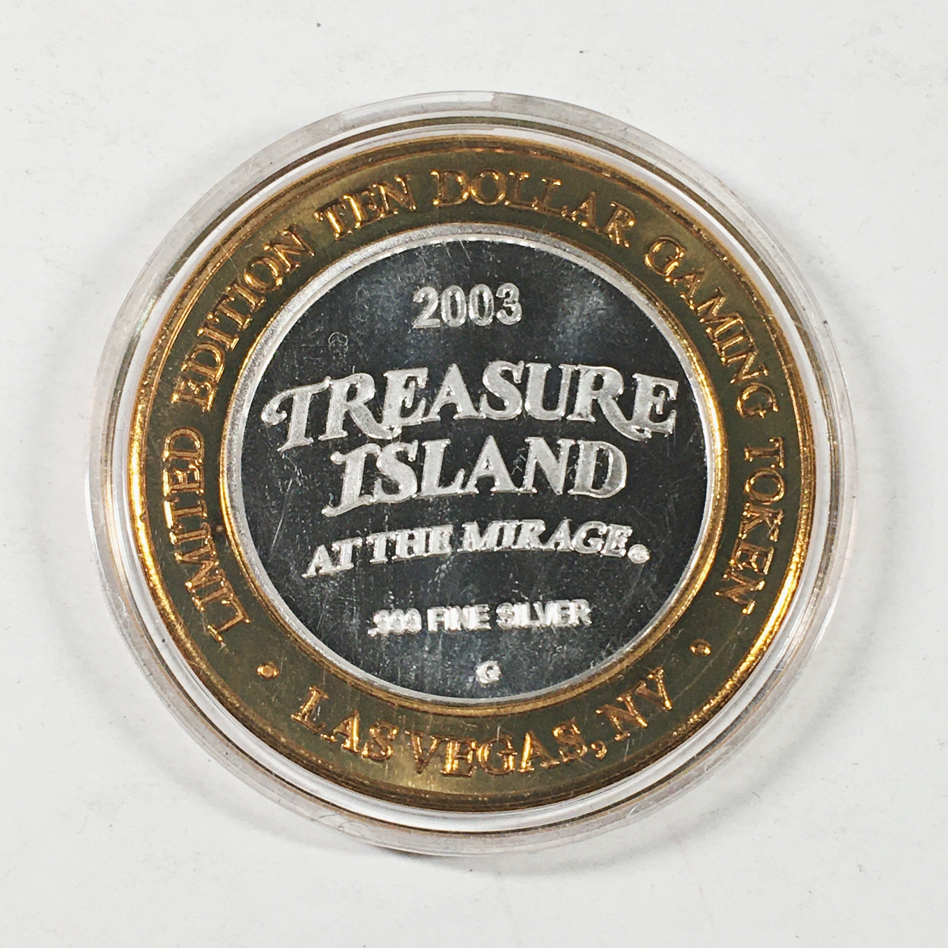 SILVER STRIKE*Treasure Island; Las Vegas Silver $10 Gaming Token*2003 ...
