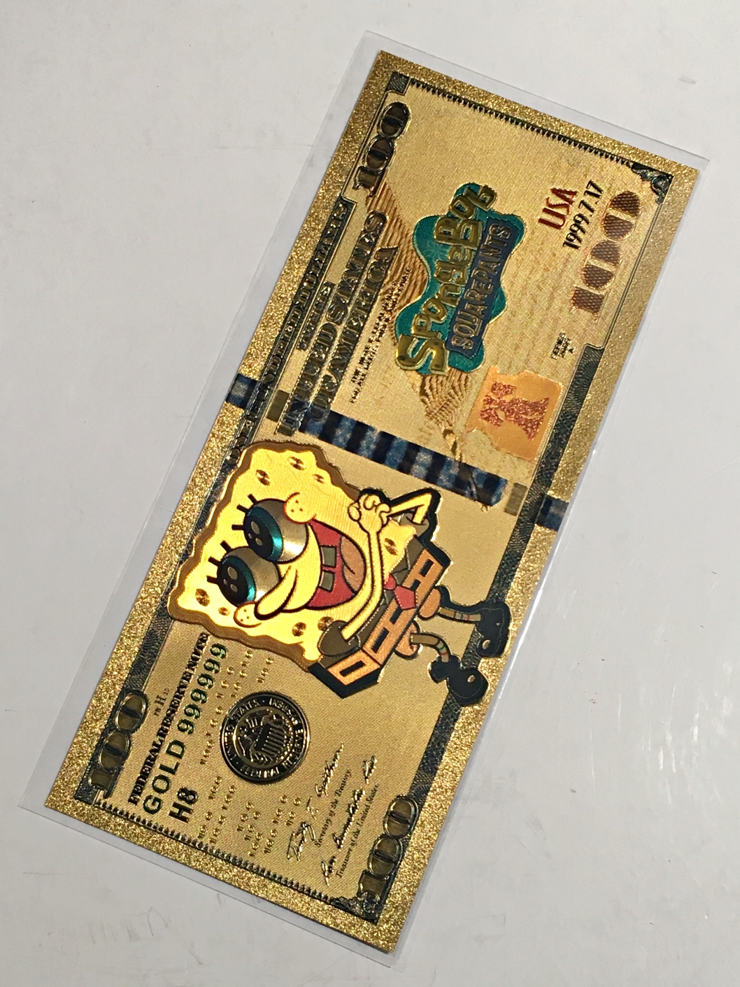 Sponge Bob Gold Foil 100 Dollar Banknote | Property Room