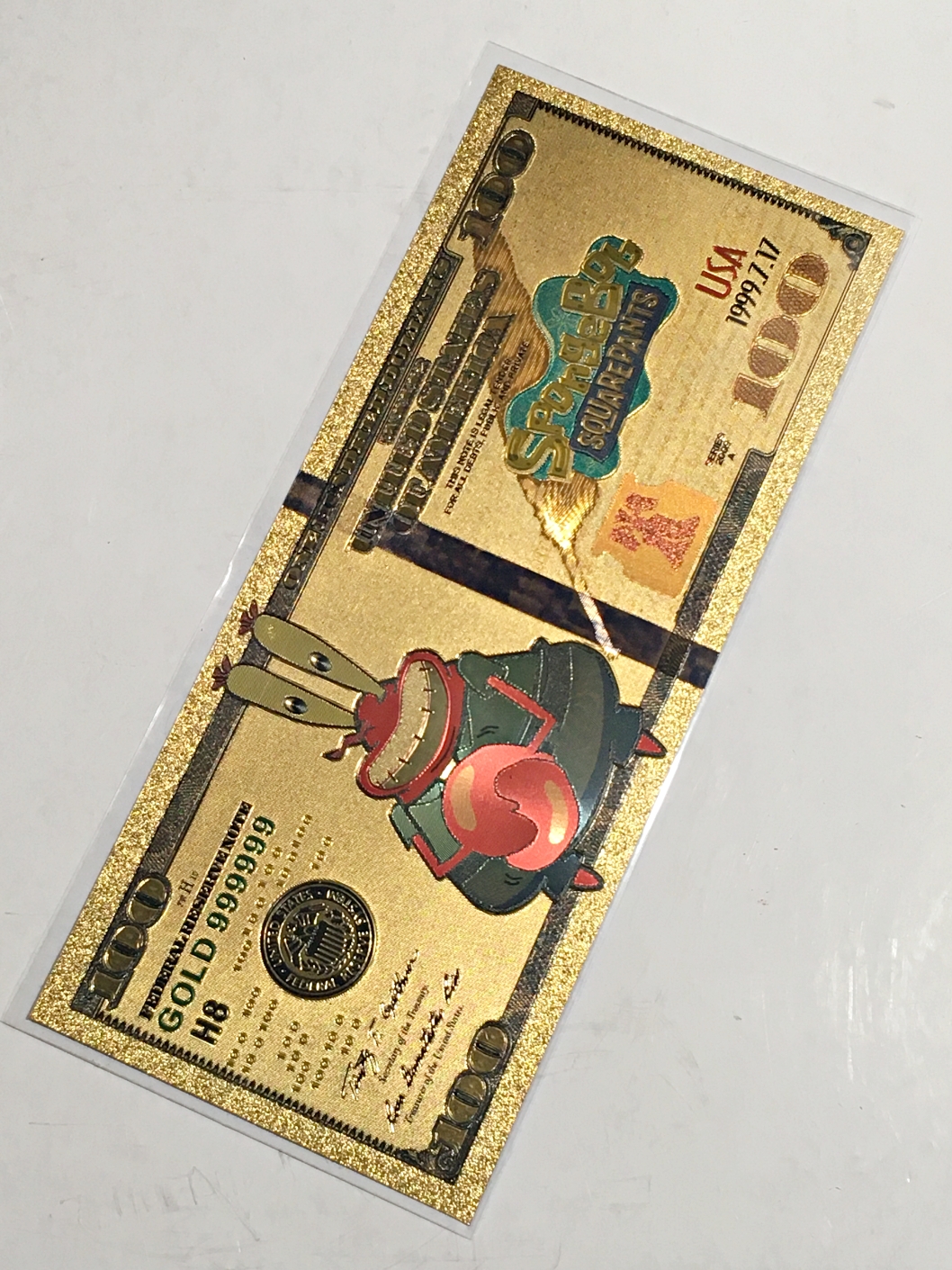Sponge Bob/Mr Krabs Gold Foil 100 Dollar Banknote | Property Room