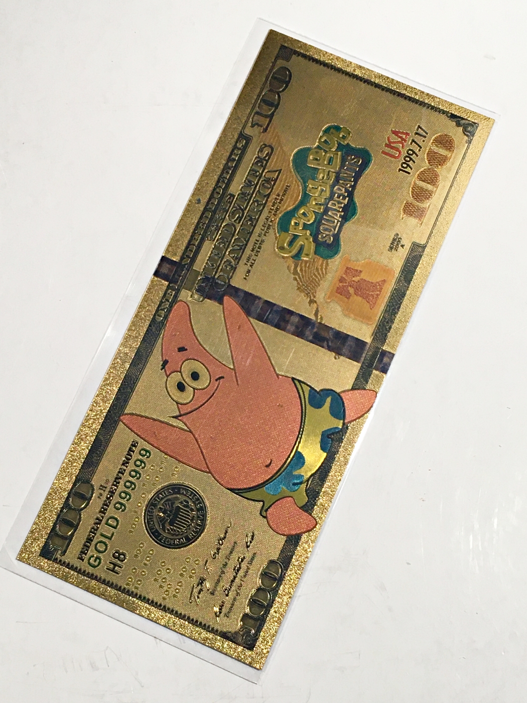 Sponge Bob/Patrick Gold Foil 100 Dollar Banknote | Property Room