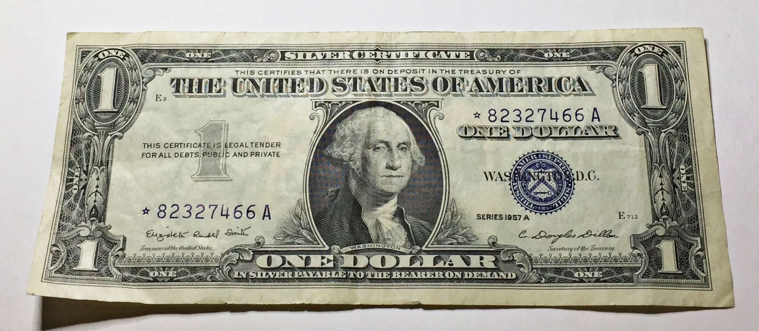 STAR NOTE REPLACEMENT ERROR Series 1957A $1 Silver Certificate Star ...