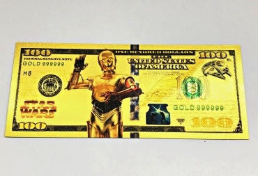 Star Wars/CP3O Gold Foil 100 Dollar Commemorative Banknote | Property Room