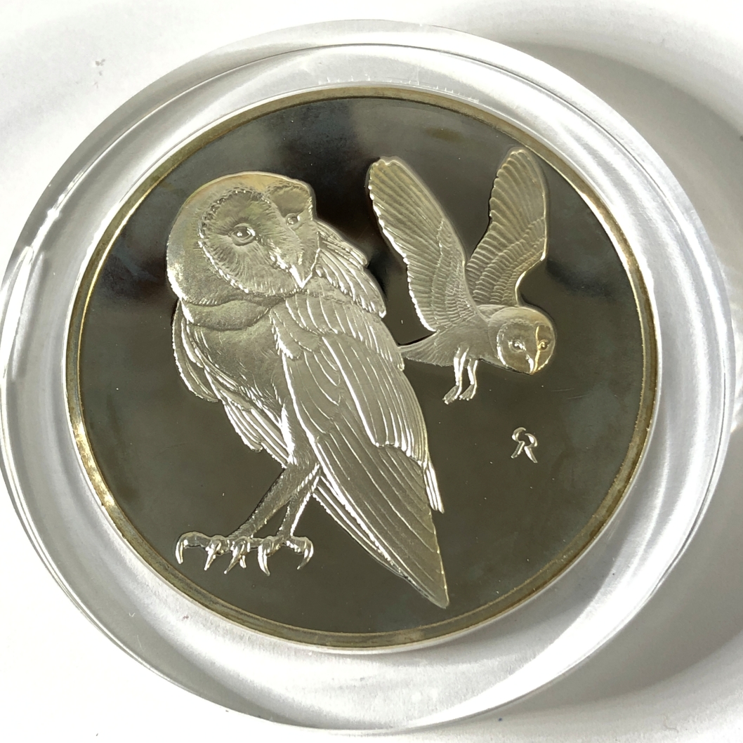 Sterling Silver 2+oz 2" Proof Medallion*Barn Owls*Early 1970's Franklin ...