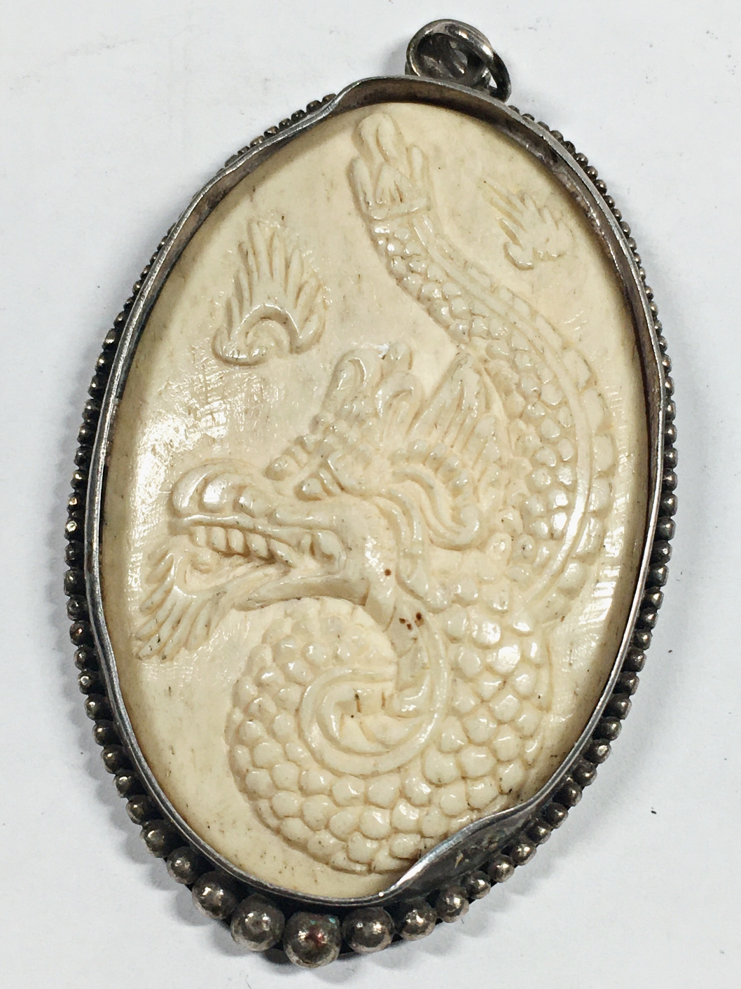 Sterling Silver/Ivory Colored Pendant*11 Grams Total ASW .925 ...