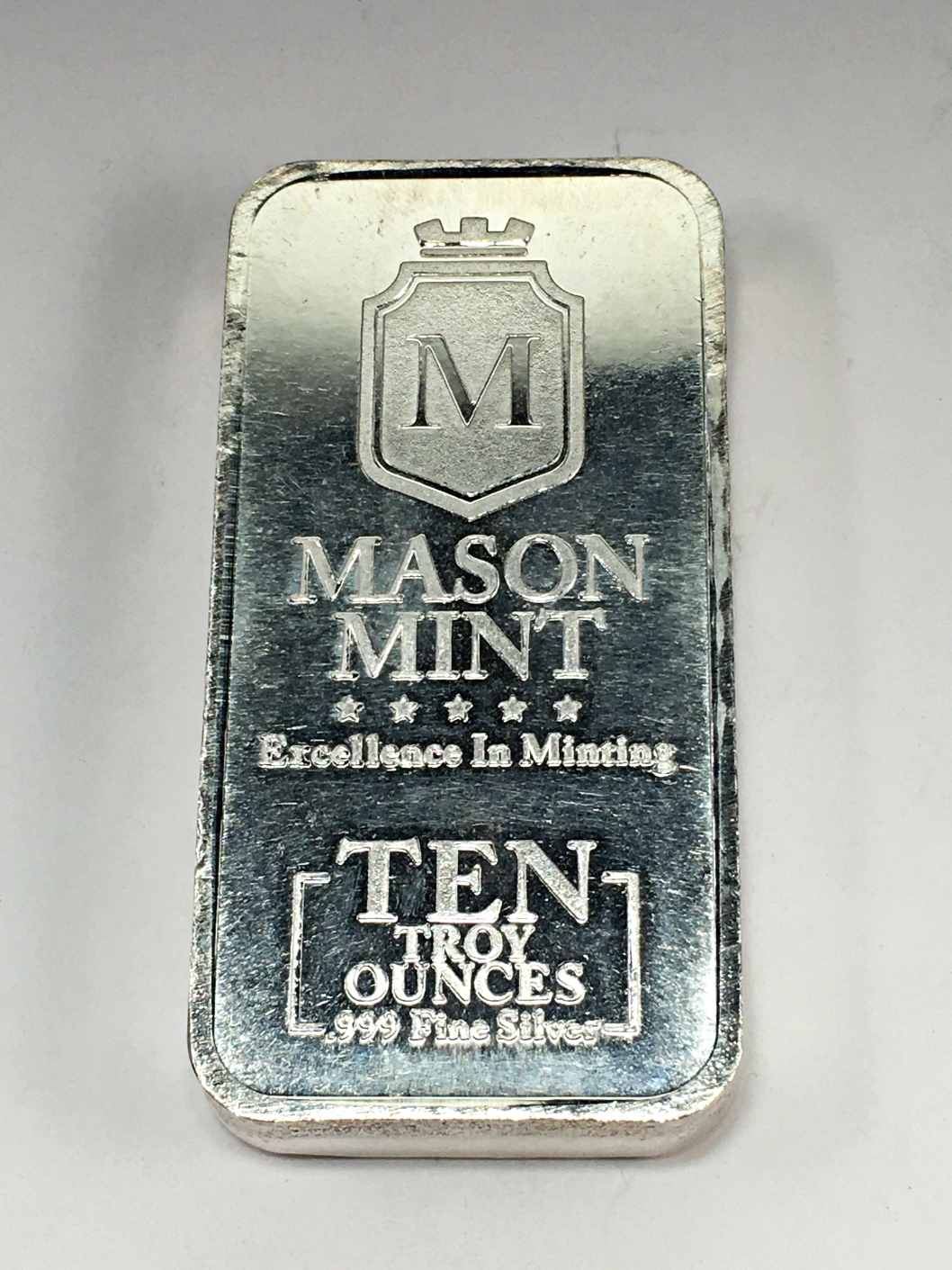 Ten Troy Ounces .999 Fine Silver Bar*Mason Mint | Property Room
