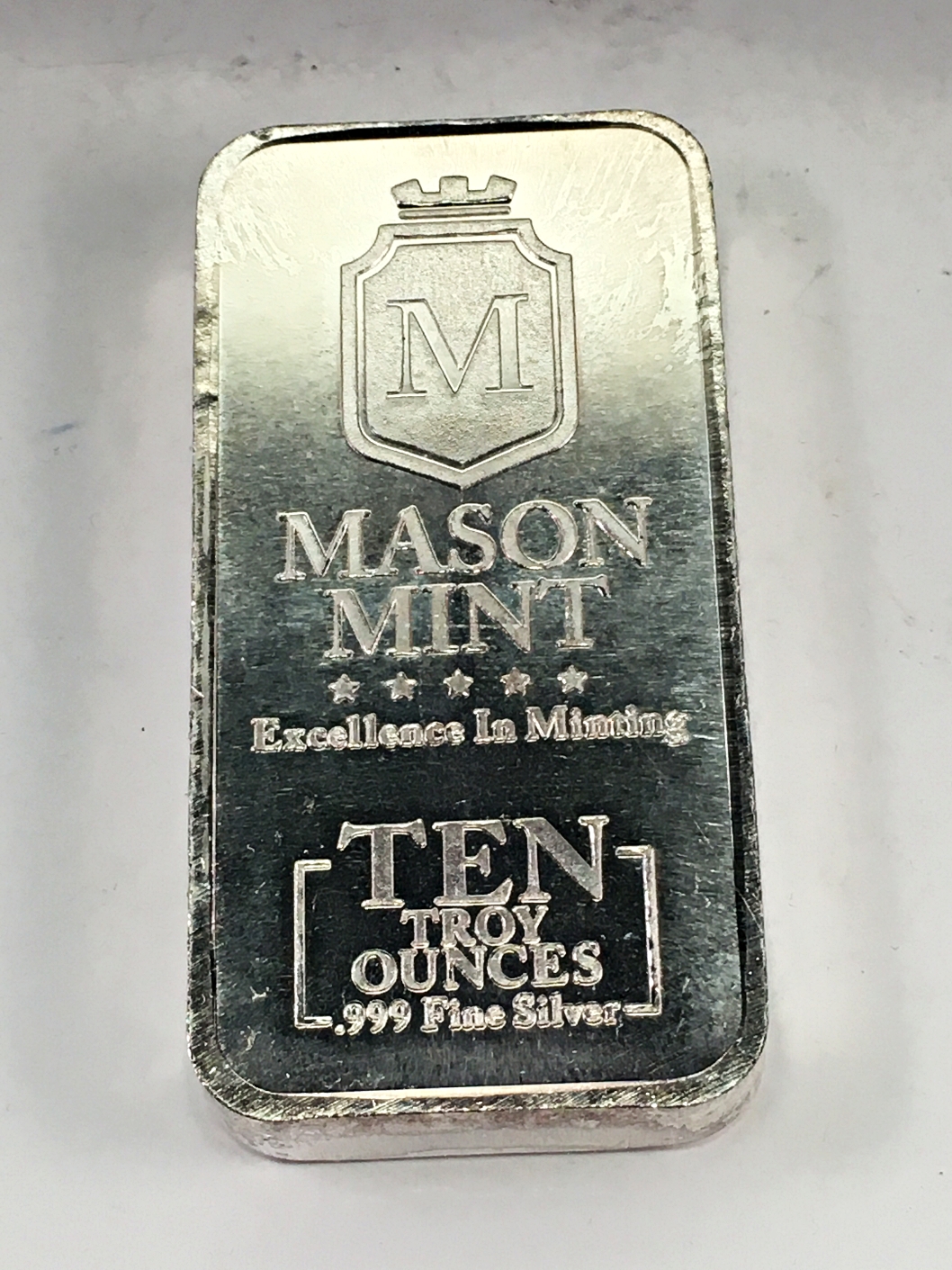 Ten Troy Ounces .999 Fine Silver Bar*Mason Mint | Property Room
