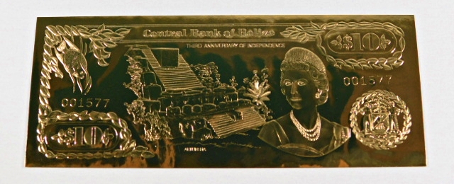 The First Gold Notes of Belize*Minted of 22 K Gold*$10 FRANGIPANI Note ...