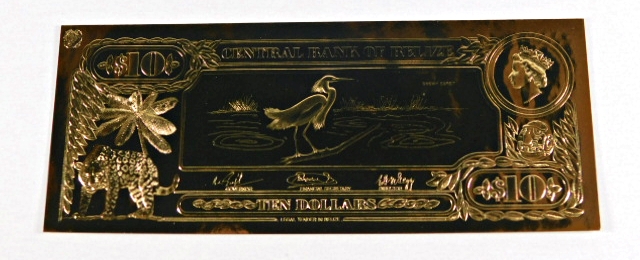 The First Gold Notes of Belize*Minted of 22 K Gold*$10 SNOWY EGRET Note ...