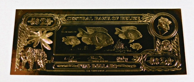 The First Gold Notes of Belize*Minted of 22 K Gold*$2 YELLOW DAMSELFISH ...