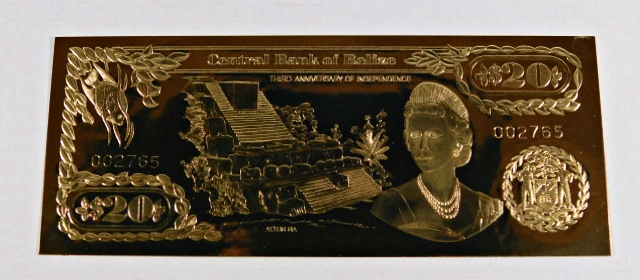 The First Gold Notes of Belize*Minted of 22 K Gold*$20 ORCHIDS ...