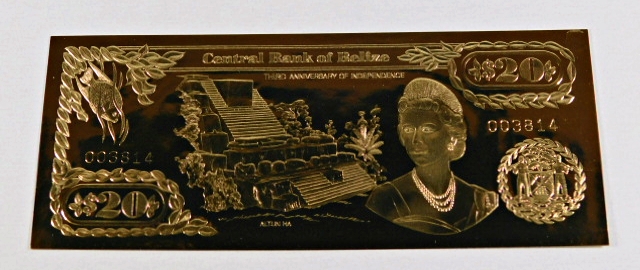 The First Gold Notes of Belize*Minted of 22 K Gold*$20 ORCHIDS ...