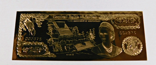 The First Gold Notes of Belize*Minted of 22 K Gold*$25 BIRD OF PARADISE ...