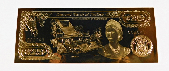 The First Gold Notes of Belize*Minted of 22 K Gold*$25 POINCIANA Note ...
