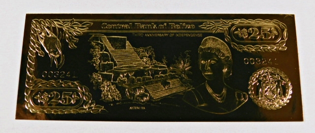 The First Gold Notes of Belize*Minted of 22 K Gold*$25 RED-FOOTED BOOBY ...