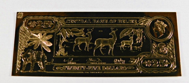 The First Gold Notes of Belize*Minted of 22 K Gold*$25 WHITE-TAIL DEER ...