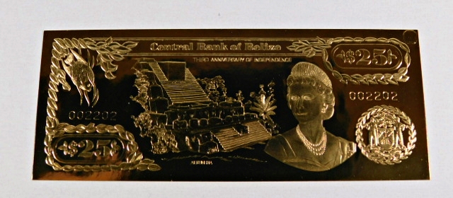 The First Gold Notes of Belize*Minted of 22 K Gold*$25 WHITE-TAIL DEER ...