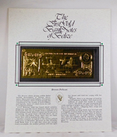 The First Gold Notes of Belize*Minted of 22 K Gold*$50 BROWN PELICAN ...