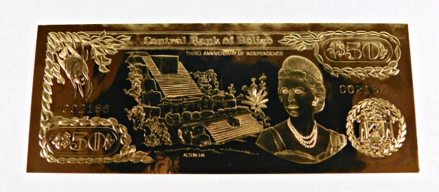 The First Gold Notes of Belize*Minted of 22 K Gold*$50 CORAL CRAB Note ...