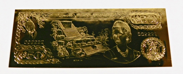 The First Gold Notes of Belize*Minted of 22 K Gold*$50 CROCODILE Note ...