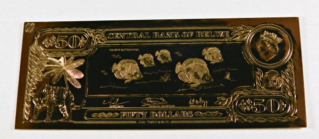The First Gold Notes of Belize*Minted of 22 K Gold*$50 FOUREYE ...