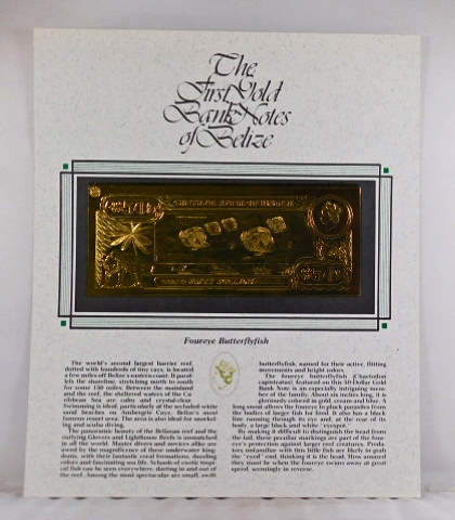 The First Gold Notes of Belize*Minted of 22 K Gold*$50 FOUREYE ...