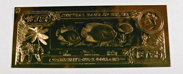 The First Gold Notes of Belize*Minted of 22 K Gold*$75 ROCK BEAUTY Note ...