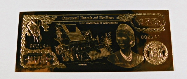 The First Gold Notes of Belize*Minted of 22 K Gold*$75 ROCK BEAUTY Note ...