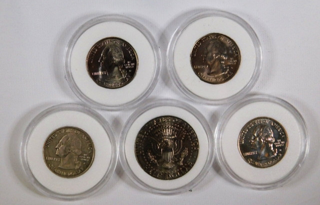 The Kennedy Brothers 5 Coin Set Colorized Quarters And Half Dollar ...