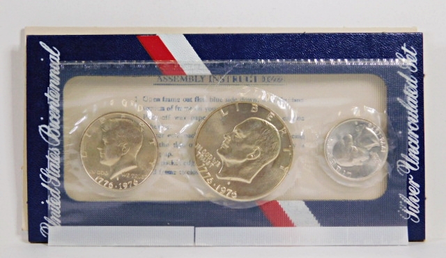 The US Mint's 1976-S 3 Piece Bicentennial Silver Uncirculated Coin Set ...