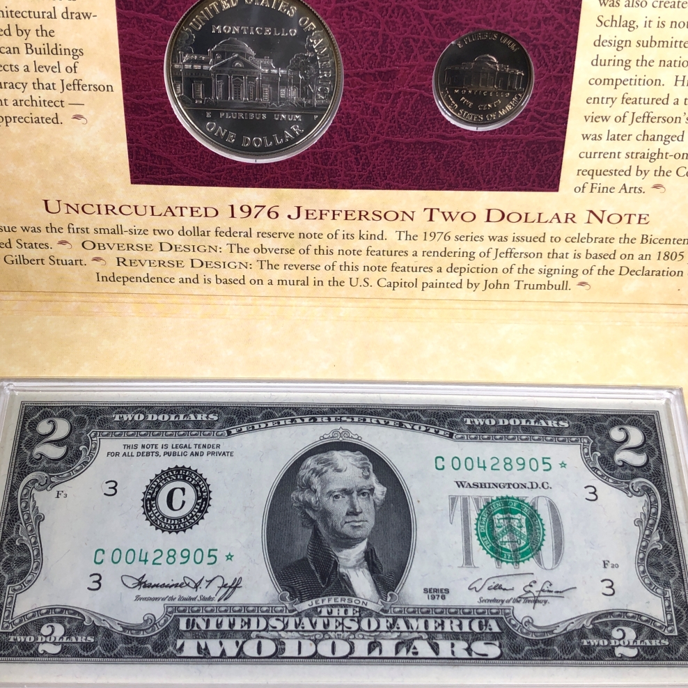 Thomas Jefferson Coin & Currency Set w/1993 Commemorative Silver Dollar ...