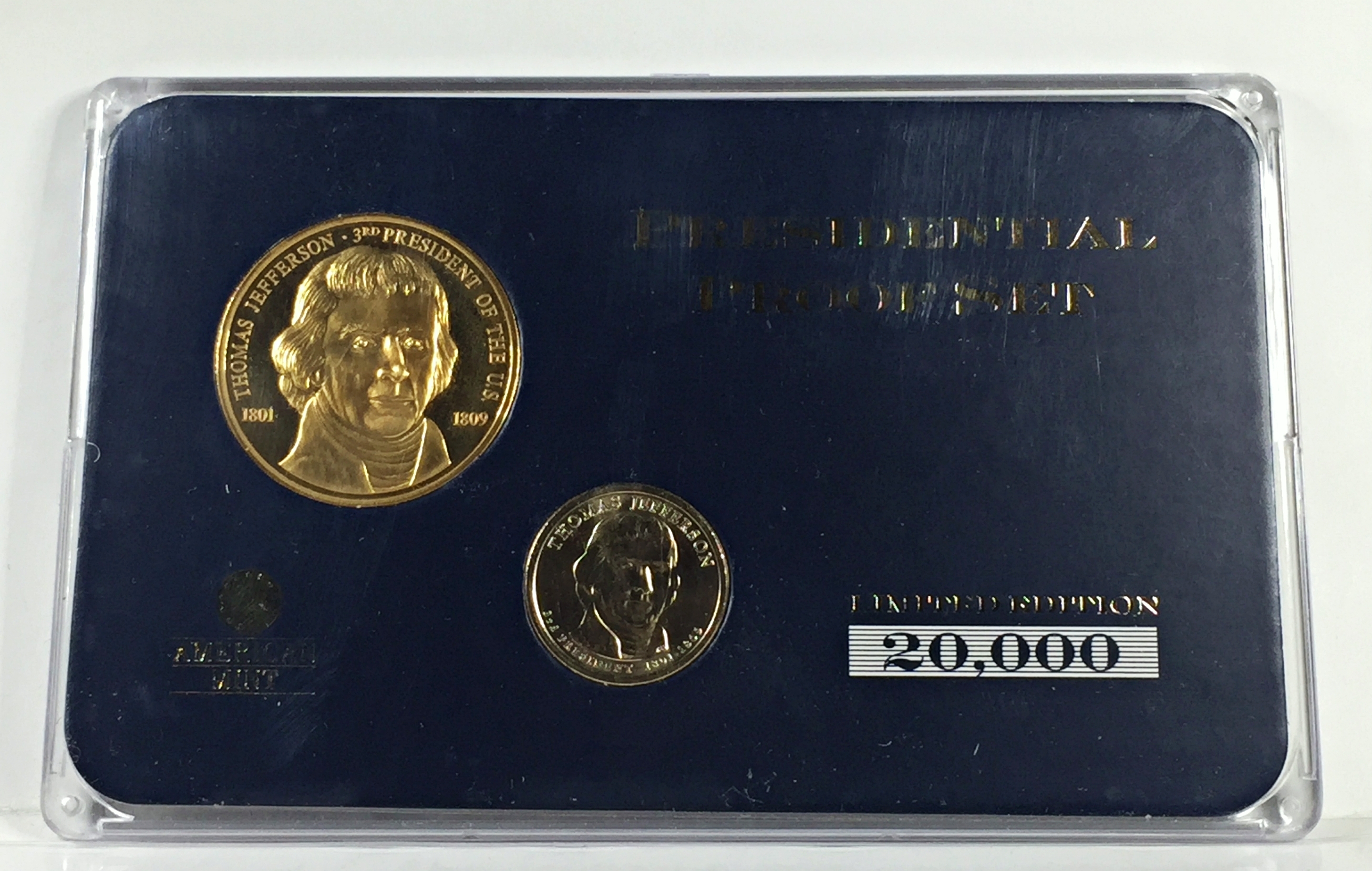 Thomas Jefferson Presidential Proof Set*24K Gold Layered Medallion Plus ...