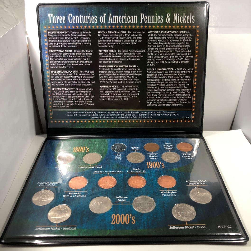 Three Centuries of American Pennies & Nickels*17 Coins Dated in the ...