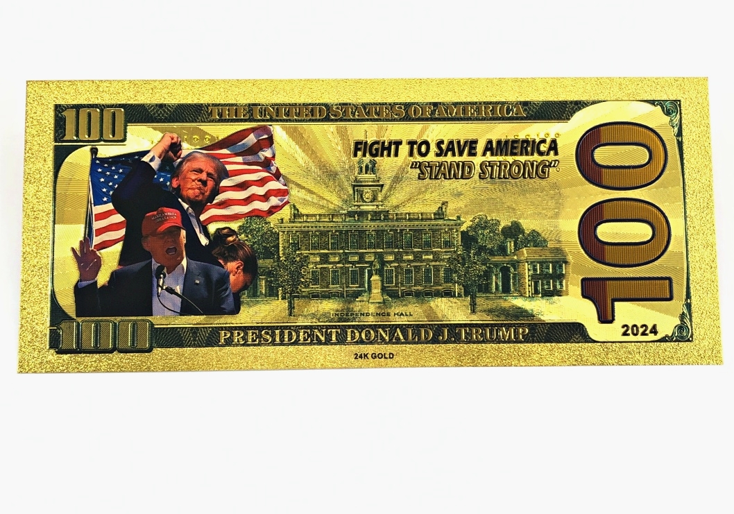 Trump 2024 Gold Foil 100 Dollar Commemorative Banknote | Property Room
