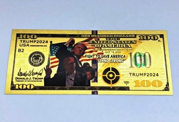 Trump 2024 Gold Foil 100 Dollar Commemorative Banknote | Property Room